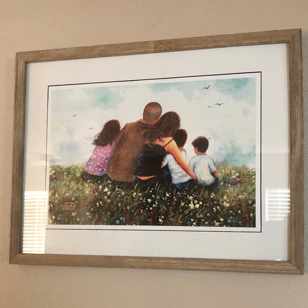 Family Art Print, Mother Father Four Children Big Sis Three Brothers ...