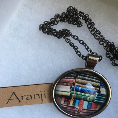 Book Art Pendant, Book Necklace, Book Jewelry, Books, Library Necklace ...