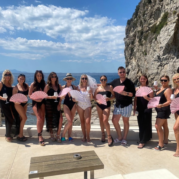 Personalised Pink Hand Fan, Hen Party Fan, Bridal Party Favours for Hen ...