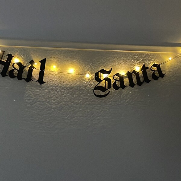 Hail Santa Old English Goth Banner, Gothic Christmas Decoration ...