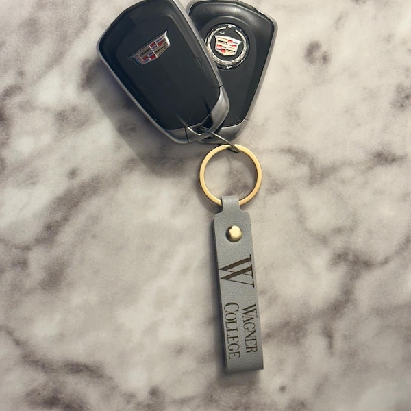 Personalized Leather University Logo Keychain: Alumni Gift - Etsy