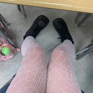 Fishnet Tights Pattern Mesh Floral Onesize Lilac Cream Wine 8/10/12/14 ...