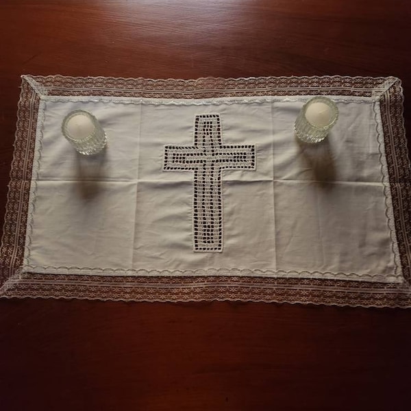 Sacred Heart of Jesus Religious Lace Trim Crochet Liturgical Church Alb ...