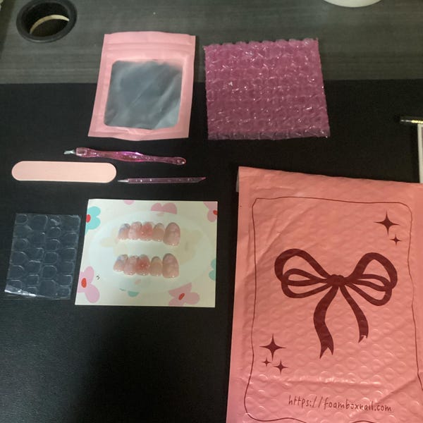 Pink Tulip Hand Painted Nails/ Custom Press on Nails/ Hand Made Press ...