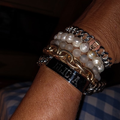 Personalized ID Bracelet Custom Engraved 8.5 Inch Solid Stainless Steel ...