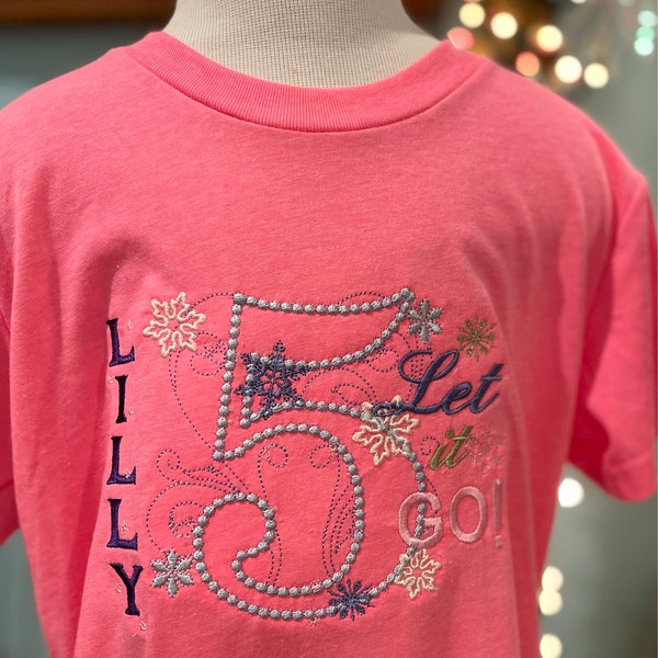 Frozen Swirls Birthday Number FIVE 5 With Wide Pearl Stitch Machine ...