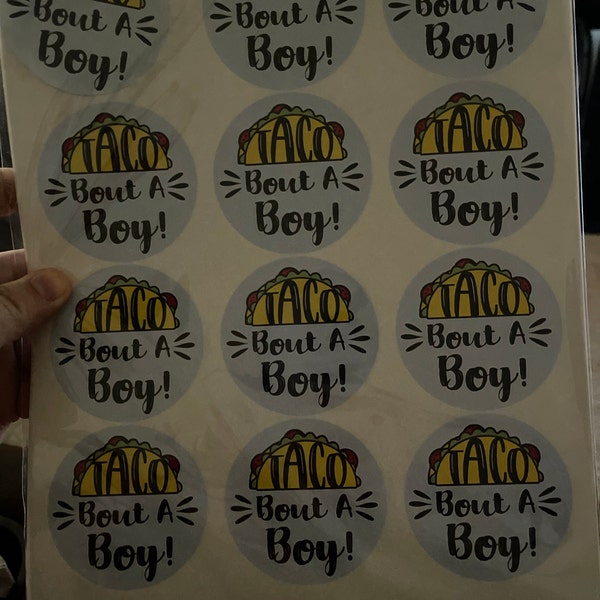 Taco Gender Reveal Taco Bout A Baby Party Stickers (24 Pack) 2.5 ...