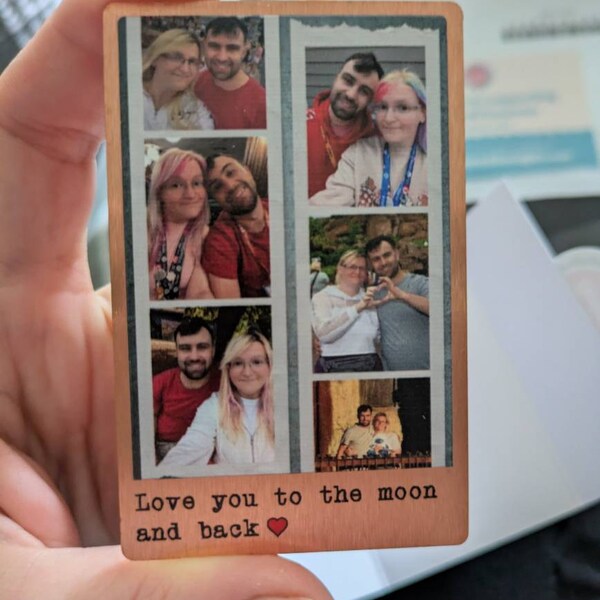Personalised Solid Copper Wallet Photo Card, Wallet Insert, Wallet Card ...