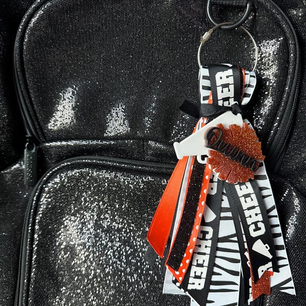 Cheerleading Bag Tag With Ribbon Tassel | Gym Bag Accessory ...