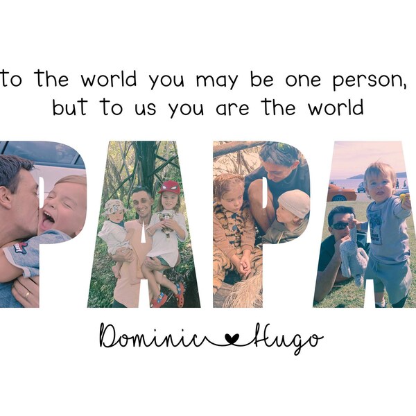 Papa Photo Frame, Papa Photo Collage, Dad Photo Print, Special Gift for ...