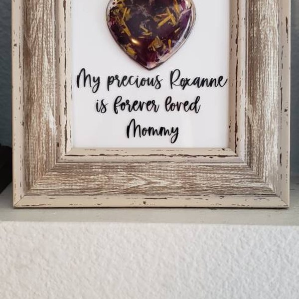 Memorial Frame With Your Dried Flower Petals, Flower Heart Shadowbox ...