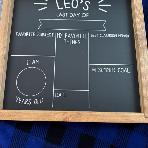 First Day of School Chalkboard Personalized Framed Double Sided First ...