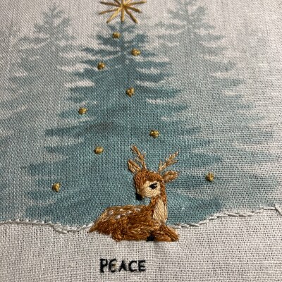 Easy Christmas Deer Embroidery Kit for Beginners W/ Beautif'ul Snowy ...