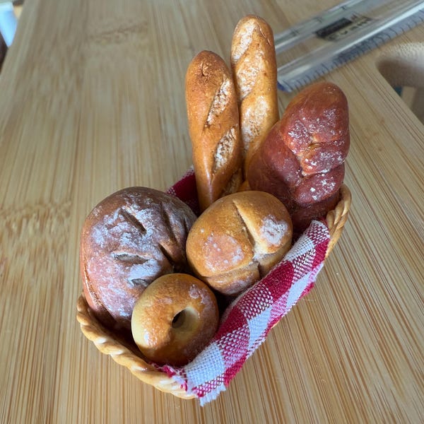 Handmade Miniature Breads With Basket Miniature Bread Basket Set for ...
