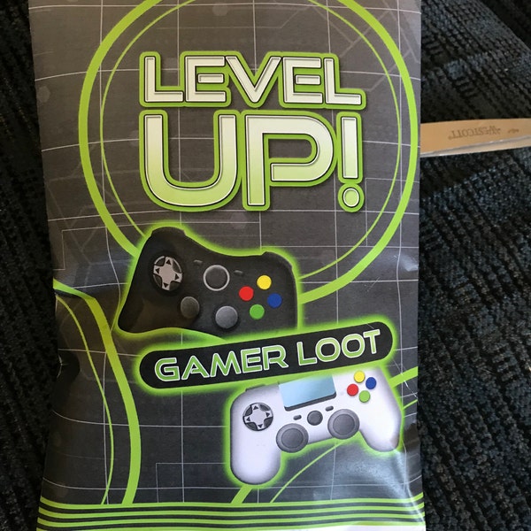 Gamer Party Chip Bag Wrapper Labels, Video Game Party Gaming Snack ...