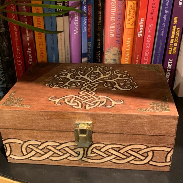 Wooden Box, Carved With Viking Patterns, Celtic Chest, Yggdrasil, Tree ...