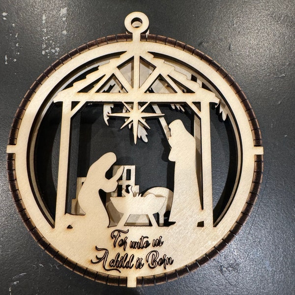 Nativity Scene Tree Balls Craft Round Hanging Bauble Christmas Eve With ...