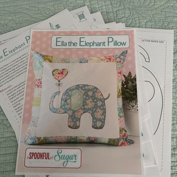 Ella the Elephant Pillow PDF Sewing Pattern; Elephant Pillow Pattern ...