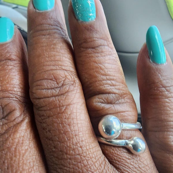 Solid 925 Sterling Silver Ring, Twist Balls Ring Plain Open Double Ball ...