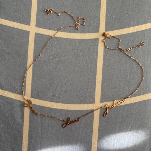 Multi-name Family Necklace, Multiple Nameplated Necklace, Personalized ...