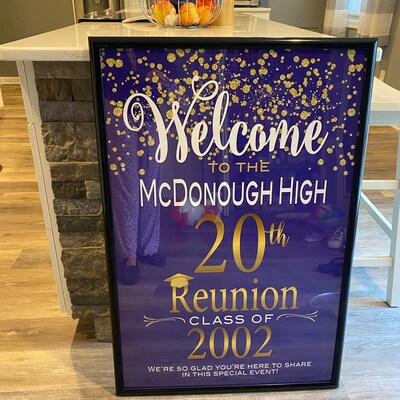 Class Reunion Personalized Welcome Sign Printable File Gold Confetti on ...