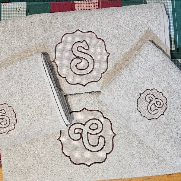 Embossed Machine Embroidery Alphabet, Monogram Towel Font, 5 Sizes, A-Z ...