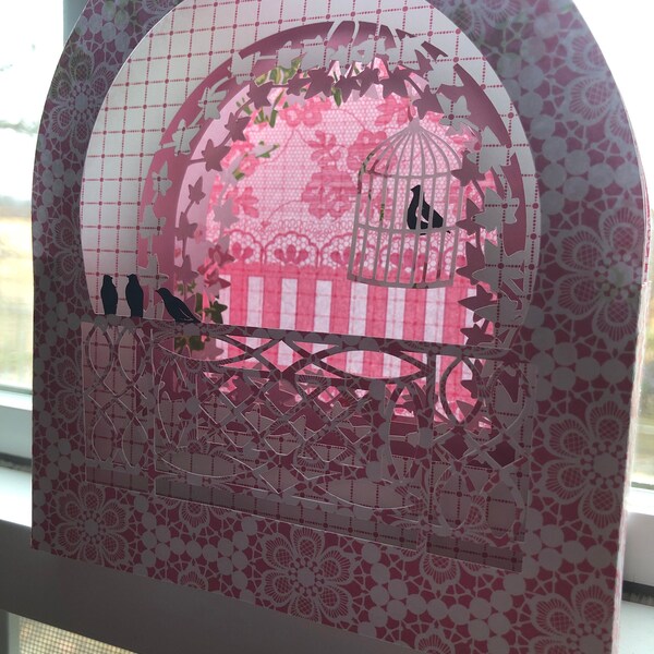 Little Birds Box Card Template - Etsy