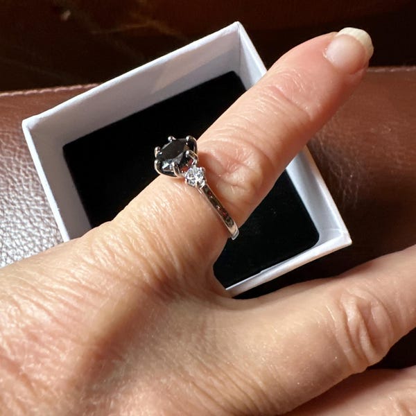 Round Red Ruby Black Rhodium Art Deco Round Simulated Diamond Ring Lab ...