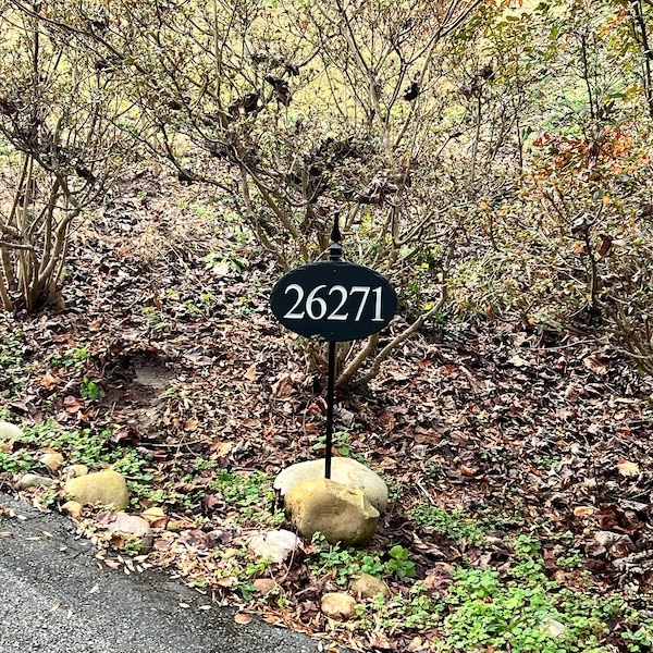 STONE House Numbers Slate Address Plaque / LAWN STAKE / Carved / Marker ...