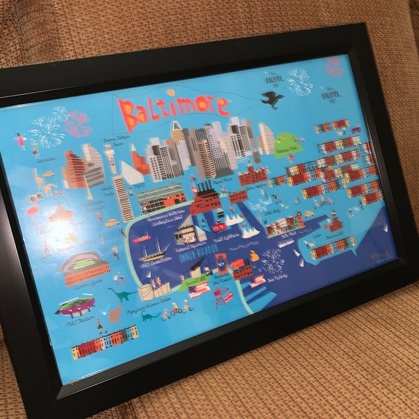 Original Funky Baltimore Poster Map Print Full of Fun and Laughs. I ...