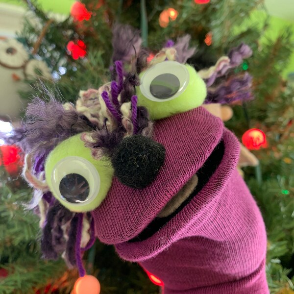 Fuzzy Green Sock Puppet - Etsy