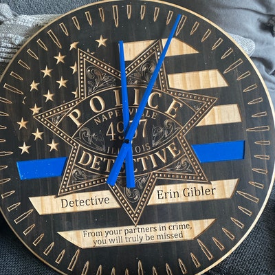 Police Department Thin Blue Line Flag Clock. Customized - Etsy