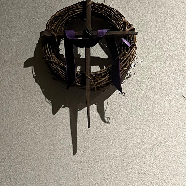 Lent Purple Simple Rustic Small Nail Cross Wreath - Christian Catholic ...