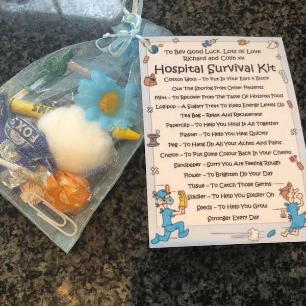 Hospital Survival Kit ~ Fun Novelty Gift & Card | Keepsake | Good Luck ...