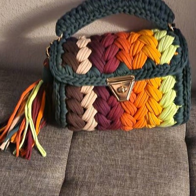 Hand Woven Bag/handmade Bag/crochet Bag/knitted Bag/hand Knitted Bag ...