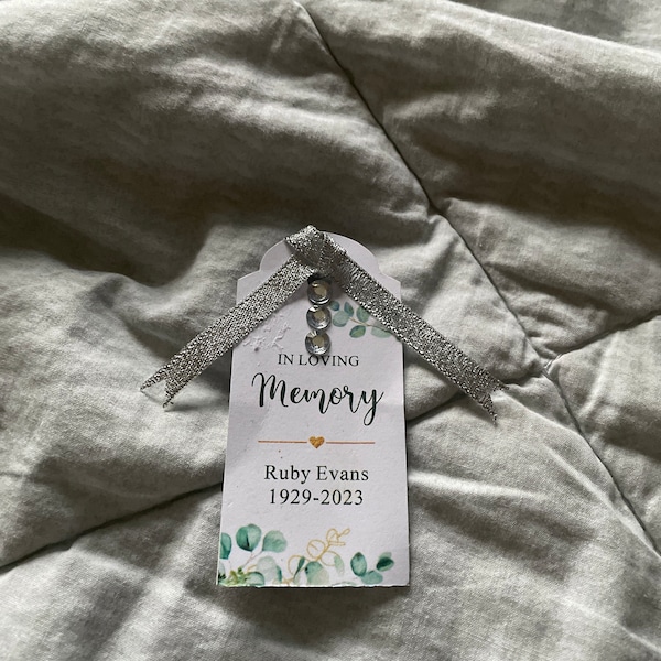Personalised Funeral Favour Tags | in Loving Memory of Gift Tags ...