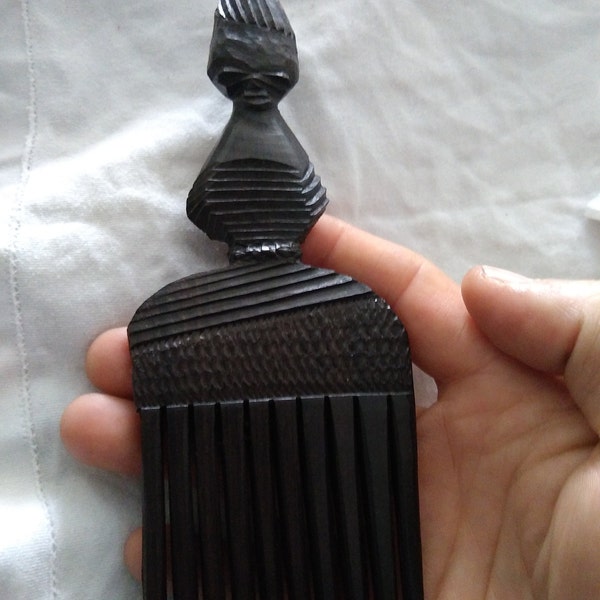 Ebony Wood Carved Afro Comb. Hand Carved Wooden Decorative Hair ...