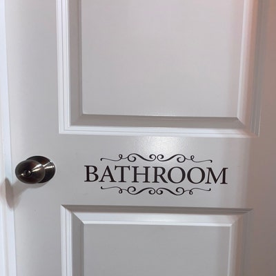 Bathroom Decal Door Sticker Bathroom Vinyl With Scrolls Bathroom Decor ...