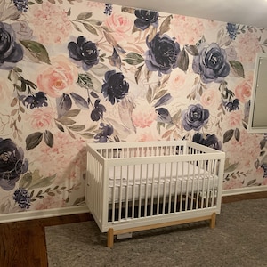 AILEEN Border Frame Nursery Decor Watercolor Flowers Pink Blue | Etsy