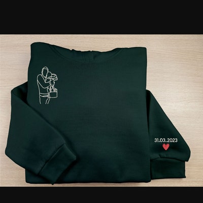 Couple Matching Heart Hoodie, Anniversary Gift for Him, Embroidered ...