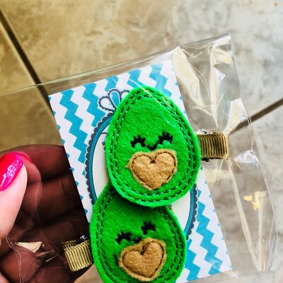 Avocado Hair Clips Avocado Hair Bow Avocado Hair Clip Felt - Etsy