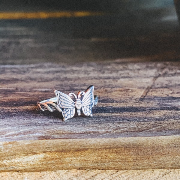 Butterfly Band Ring Solid 925 Sterling Silver Butterfly Ring Statement ...