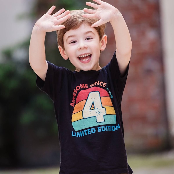 Awesome Since 2021, 4th Birthday Shirt, Hello Four, 4th Birthday ...