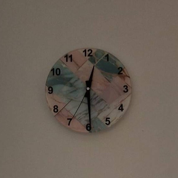 Tempered Glass Wall Clock, Blue Wall Clock, Pebble Wall Clock, Stone ...