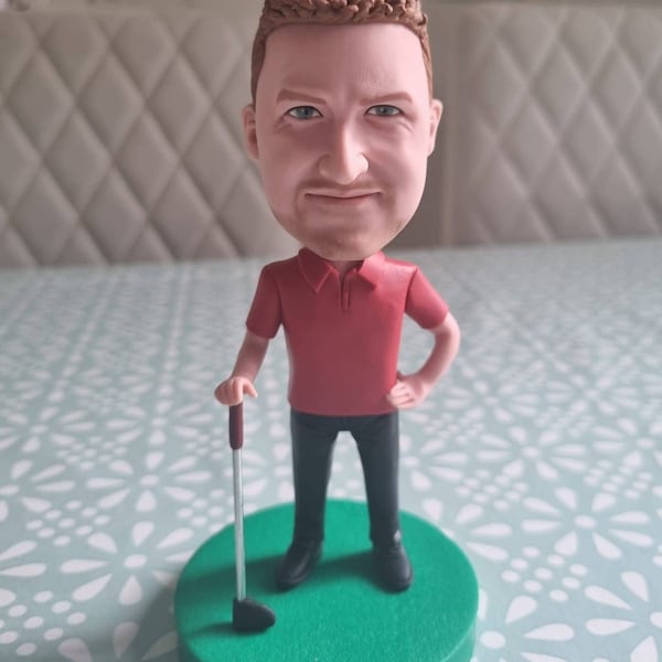 Custom Golf Bobblehead: Personalized Golfer Gift, Handmade Polymer Clay ...