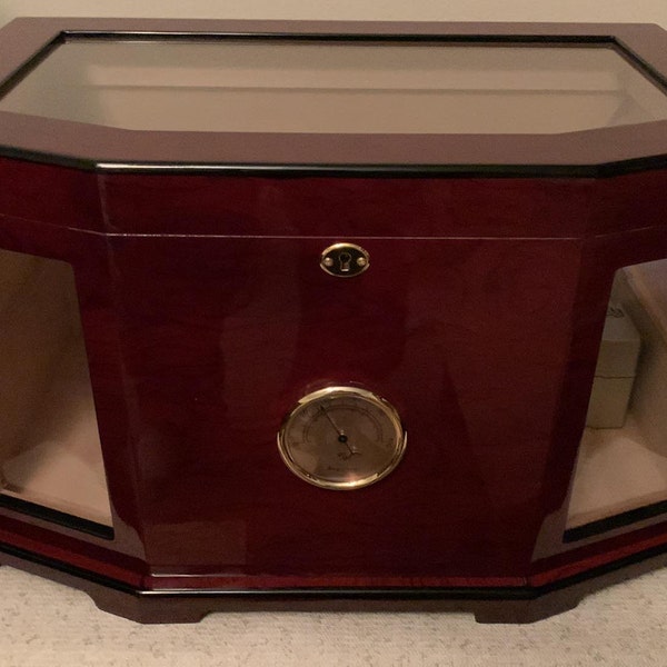 Navy Desktop Cigar Humidor W/ Humidifier & Hygrometer (custom Name ...