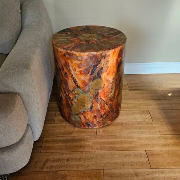 Large Handmade Coffee Table, Copper Decor, Unique Home Decor, Flame ...