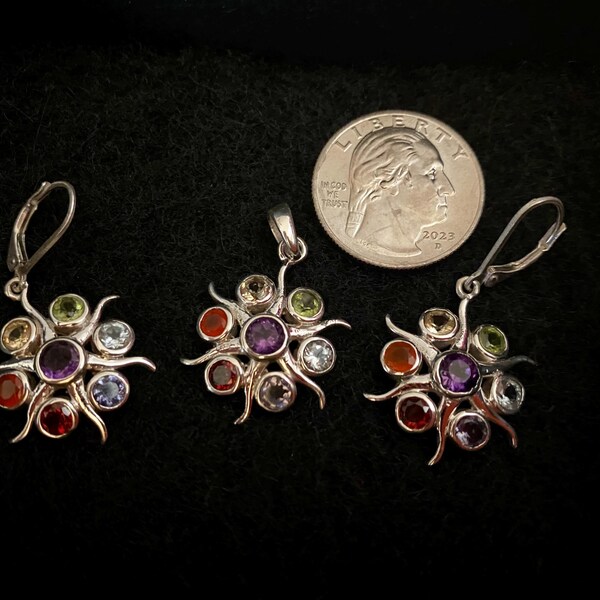 Faceted Iolite Pendant Compass Pendant 925 Sterling Silver Pendant ...