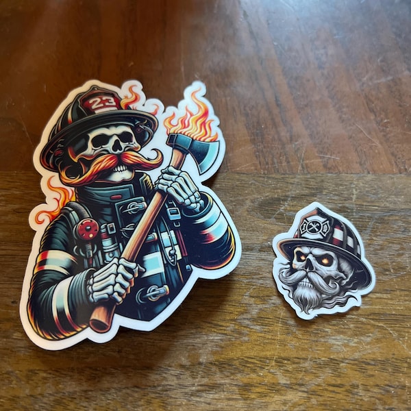 Skeleton Firefighter Sticker, Firefighter, Bunker Gear, Fireman, Ax ...