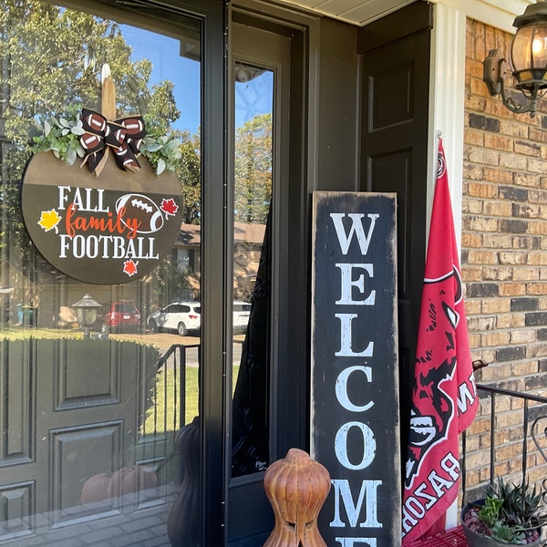 Fall Front Door Decor | Fall Door Hanger | Fall Family Football | Fall ...